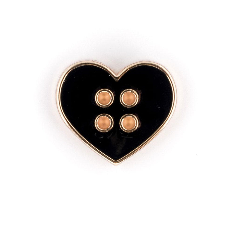 Botón Plástico Corazón Negro Gold 16MM (HB27026.02) Hemline - 3 Unidad ...